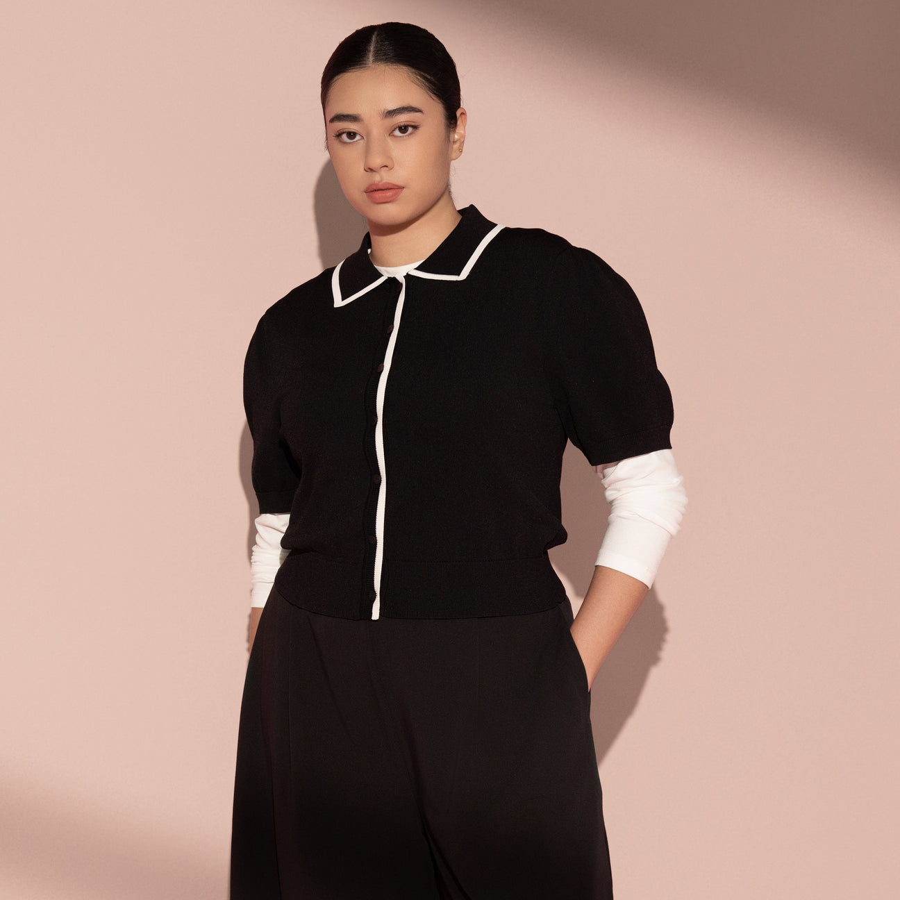 Two-Tone Puffy Knitted Top | AURI – we are auri